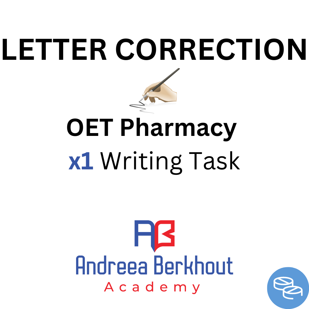 Andreea Berkhout - 1.1 Letter Correction Service: OET Pharmacy Writing x1